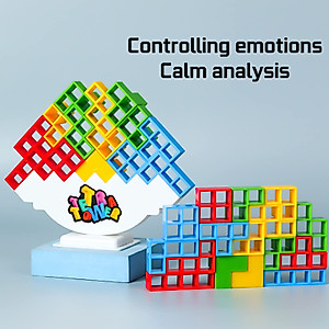 ALKISTA 48 Pcs Tetra Tower Balance Stacking Blocks Game, Board Games for 2 Players+ Family Games, Parties, Travel, Kids & Adults Team Building Blocks Toy