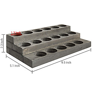MyGift 3-Tier Vintage Grey Wood 17-Bottle Essential Oil Display Stand