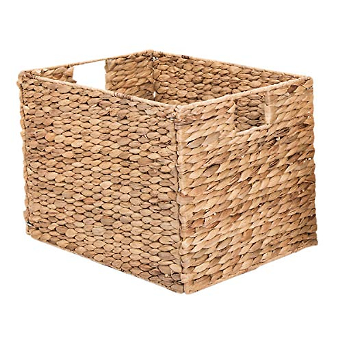 4 Decorative Hand-Woven Small Water Hyacinth Wicker Storage Basket, 16x11x11 Perfect for Shelving Units