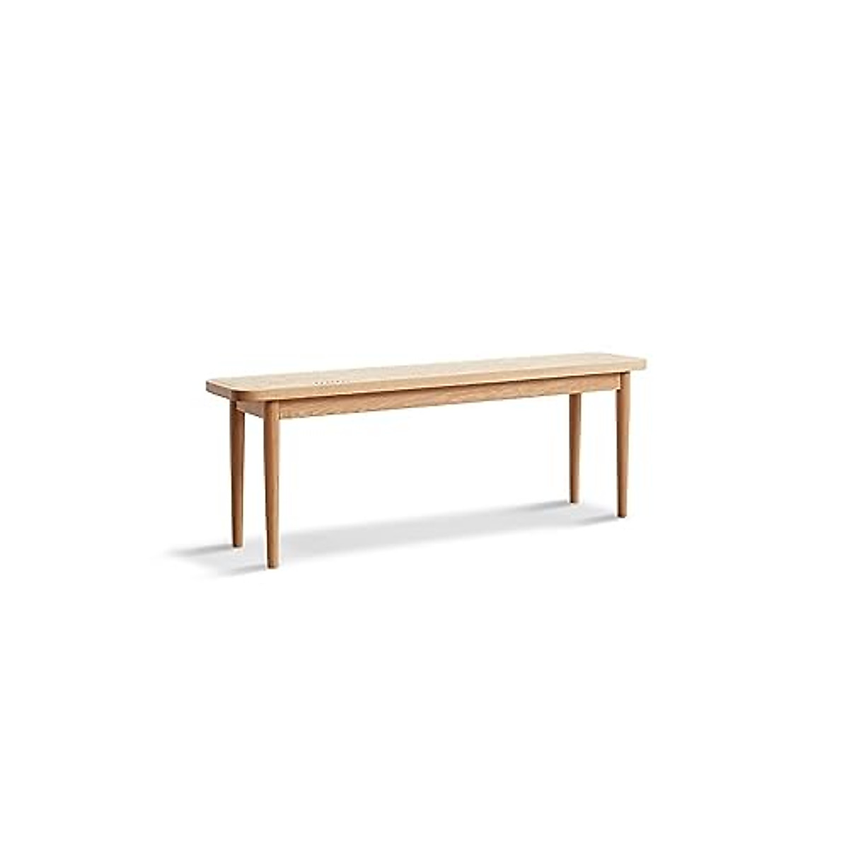 Grewood Wood Dining Bench,100% Natural Solid Oak Bed Bench with Rattan Design, Rounded Edge, Bench for Entryway Hall, Dining Room,Bedroom, Living Room (Natural Color, 31.49 inch)