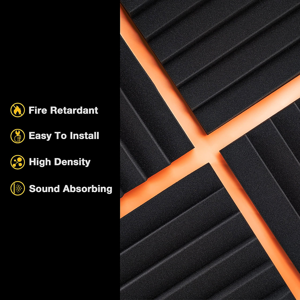 Fstop Labs Acoustic Foam Panels 12" X 12" X 2" Acoustic Foam Sound Absorbing Panel, Studio Wedge Tiles, Sound Panels wedges Soundproof Foam Sound Insulation Absorbing