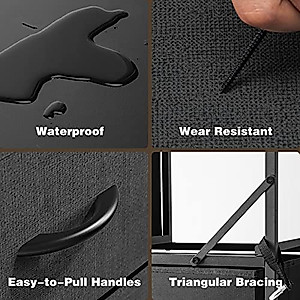 Sweetcrispy Dresser, Dresser for Bedroom, Tall Dresser with 9 Drawer Organizer Storage Drawers Fabric Storage Tower Double Dresser, Chest of Drawers with Fabric, Wood Top for Bedroom, Entryway