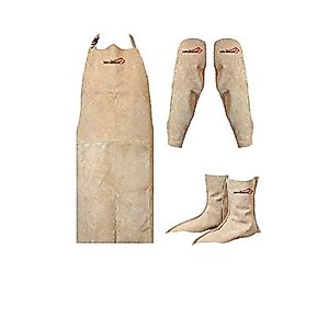 SAFE HANDLER Welders Leather Protection Kit with 5 Piece Full Body Protection | Sturdy, Strong Overall Protection, Adjustable Straps, Grade A Split Leather, 36 inch