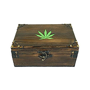 Carina's Collection Solid Stash Woodburned Weed stash Vintage Style Wooden Storage Keepsake Box