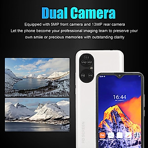 Yunseity Unlocked Smartphone, H22 Face Recognition Dual SIM Cards Mobile Phone, 6.5 Inch HD Full Creen 6GB RAM 64GB ROM Ultra Thin Smart Phone, 5MP 13MP Cameras, Smooth Display