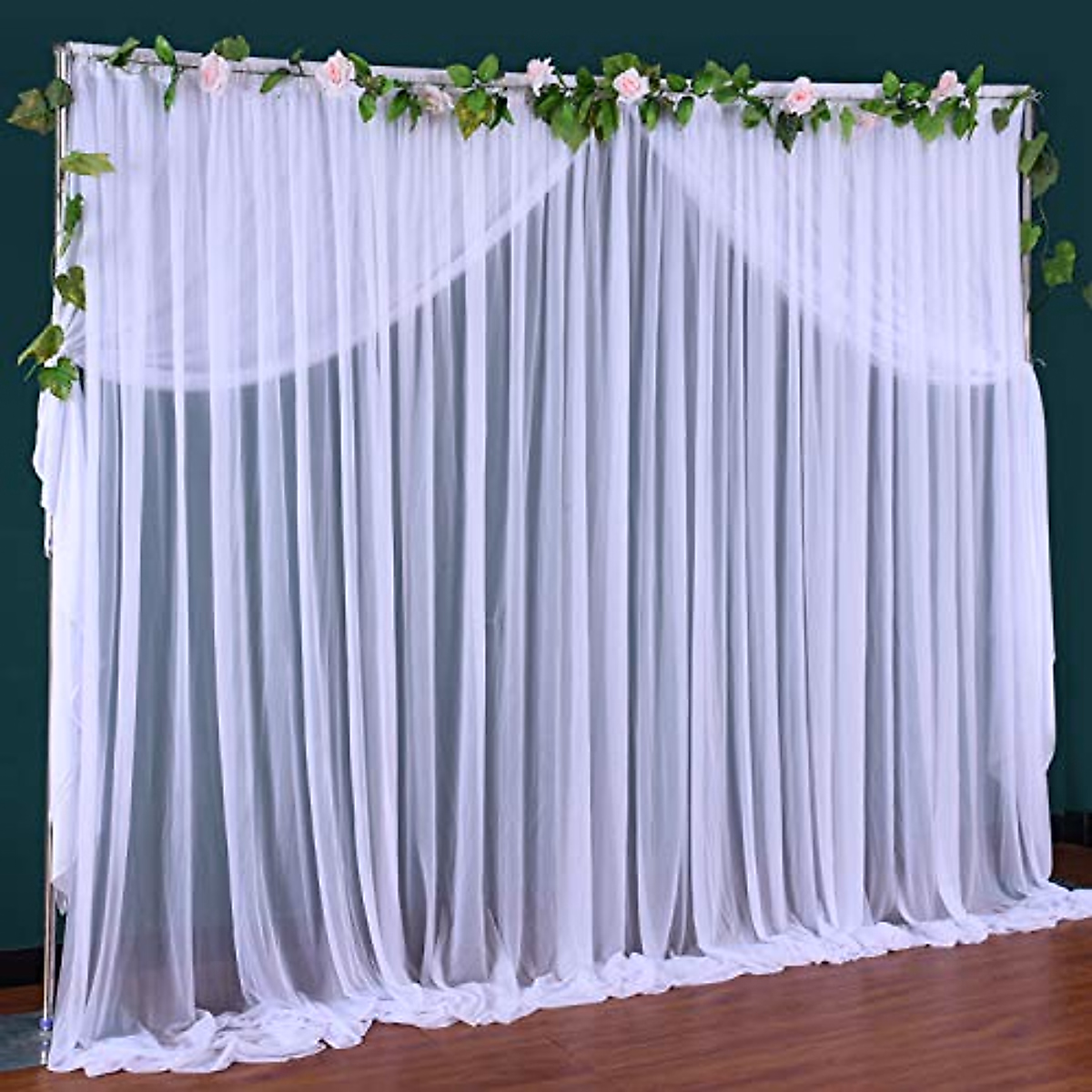 White Tulle Backdrop Curtain for Wedding Reception 10 ft X 7 ft White Curtains for Backdrop Drapes for Parties Baby Shower Birthday Party Bridal Photo Shoot Backdrop Decorations