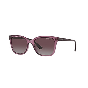 Vogue Eyewear Woman Sunglasses Transparent Purple Frame, Polar Grey Gradient Dark Violet Lenses, 54MM