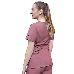 Adar Uniforms, Pro Heather Scrubs for Women - Elevated V-Neck Scrub Top - P4212H - Heather Wine - L