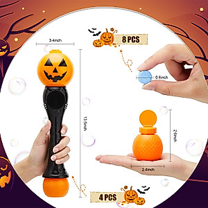 Poen 4 Set Graduation Bubble Wand Light up Pumpkin Bubble Blower Wand Illuminating Bubble Blower Wand Flashing LED Wand with Thrilling LED and Sound Effect Halloween Party Favors Gift Halloween