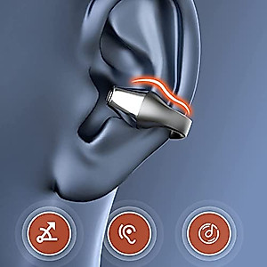 RMHXCC 2023 New Open Ear Headphones, Wireless Ear Clip Bone Conduction Headphones, Ear Clip Headphones Bluetooth,LED Display,Noise Canceling Headset (Black)