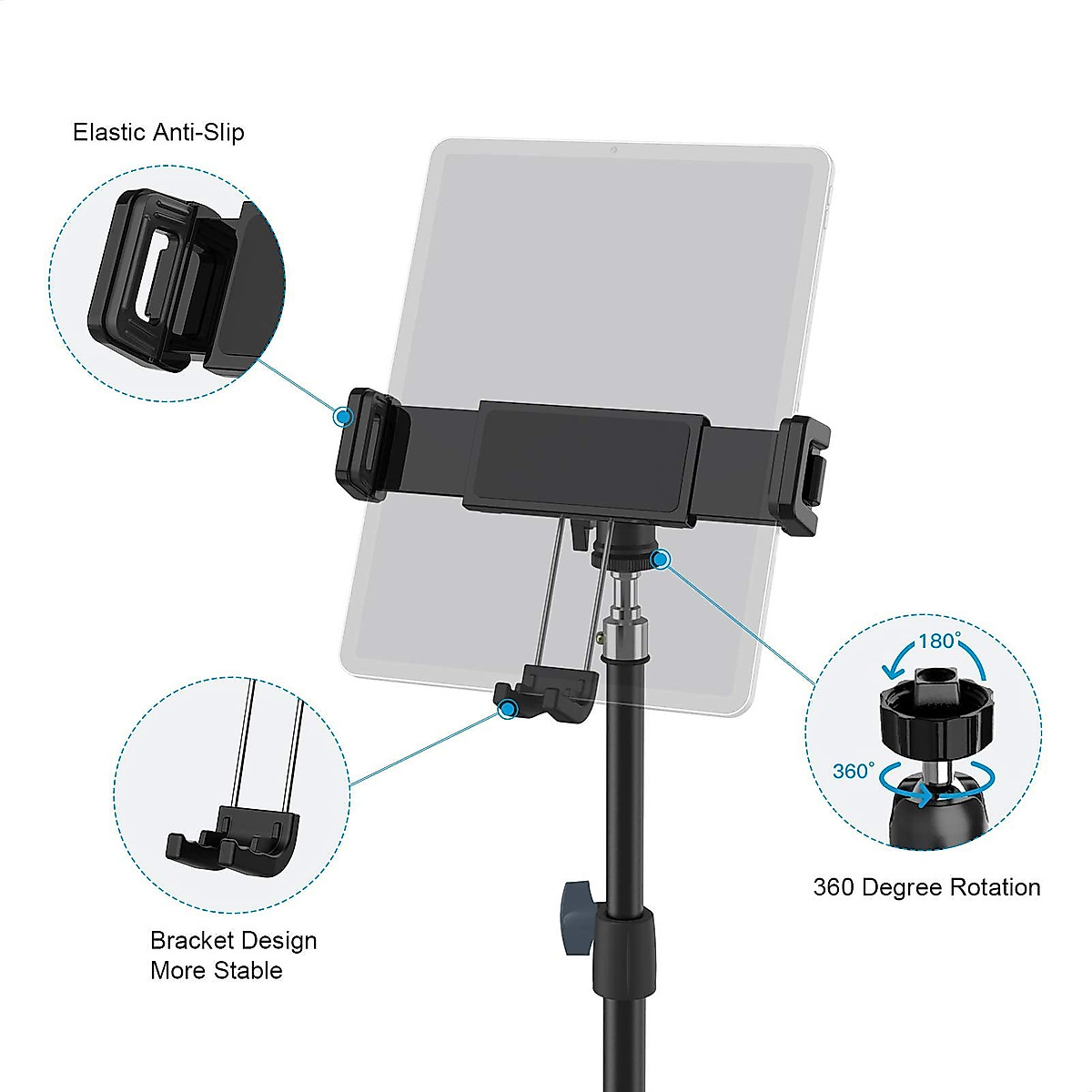 Smatree iPad Tripod Stand Floor Stand, Height Adjustable Foldable Tripod Stand for Cell Phone/Tablet/Camera/Logitech Webcam, Compatible with iPhone/iPad Pro/Mini/Air, Height Adjustable 27.5-82.6 Inch