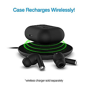 Naztech Xpods PRO True Wireless BT 5.0 Earbuds w/Portable Wireless Charging Case, Noise Cancelling Mic, Comfortable Design for Commute, Home Office, Sports, Jogging (Black)