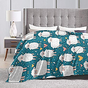 Abucaky Cute Sheep Fleece Throw Blanket Ultra Soft Cozy Decorative Flannel Blanket All Season for Home Couch Bed Chair Travel 50x40in