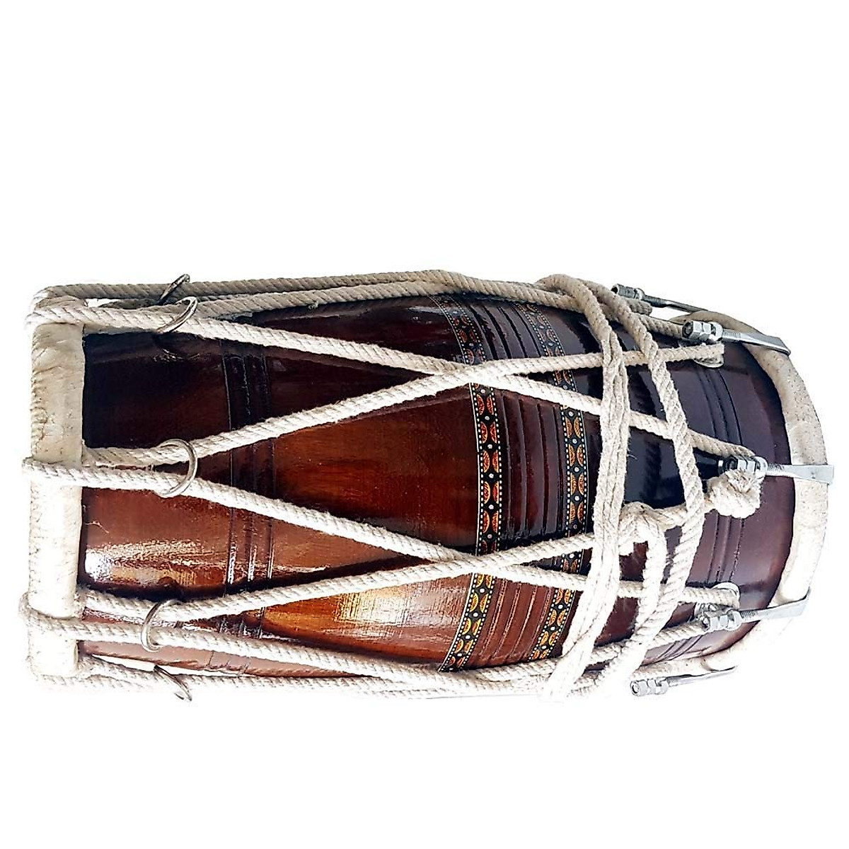 Handmade Wooden Dholak Folkisches Indian Music Instrument Tied By Rope