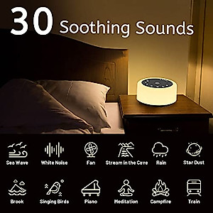 ColourNoise Sound Machine White Noise Machine 12 Colors Night Lights Brown Noise Machine with 30 Soothing Sounds Sleep Sound Machine with 5 Timers Portable for Home Travel and Office(Black)