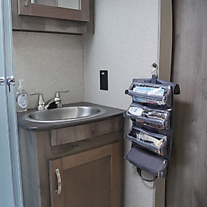 BrigHaus Roll Up Hanging Toiletry Travel Bag for Women & Men - Compact Cosmetic Kit with Hook | Waterproof, TSA Approved Removable Carry On Pouches (Heather Gray)