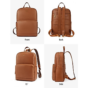 BOSTANTEN Leather Laptop Backpack for Women 15.6 inch Computer Bag Stylish College Daypack Travel Bag