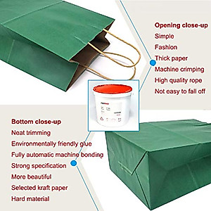 AZOWA Gift Bags Small Kraft Paper Bags with Handles (4 x 2.4 x 6 in, Hunter Green Color, 50 Pcs)