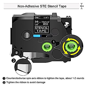 NineLeaf Mobile Solutions Non-Adhesive Label Compatible for Brother P-Touch STE161 STE 161 Stencil Tape 36mm (1.5") 3m(9.8ft) PT530 PT550 PT3600 PT9200pc PT9400 PT9500pc PT9600 PT9800PCN 2 Pack