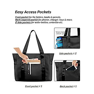 Prite Tote Bag for Women Weekender Bag with Laptop Compartment for Work Nurse School Travel Gym (Black)