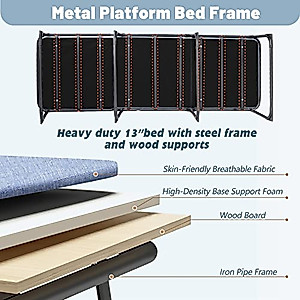 Slsy Folding Bed with Mattress, Cot Size Foldable Guest Beds, Hideaway Cot for Adults, Portable Fold up Bed with Adjustable Positions for Home, Office, Indoor, Outdoor