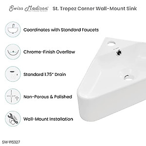 Swiss Madison Well Made Forever SM-WS327, St Tropez Corner Wall Hung Sink