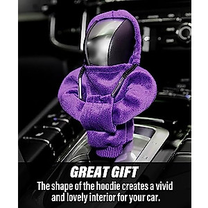 Zlirfy Universal Fit Automotive Gear Shifter Knob Cover,Shift Cover for Car,Fashionable Sweater Design Car Gear Shift Cover,Manual Auto Shift Boot Cover,Car Interior Decor Accessories(Purple)