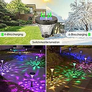 Pathway Solar Outdoor Lights Waterproof: Bright Color Changing Garden Path Light Stake 6 Pack, Outside Landscape Wall Fence Lighting for Yard Lawn Patio Walkway Driveway Sidewalk