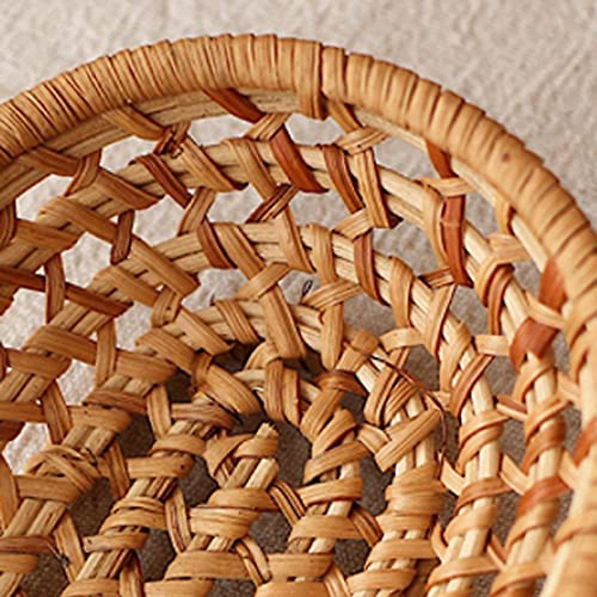 WSZJJ Rattan Bread Basket, Supermarket Fruit and Vegetable Display Basket, Snack Storage Box, Woven Basket, Fruit Basket (Size : 27cm)