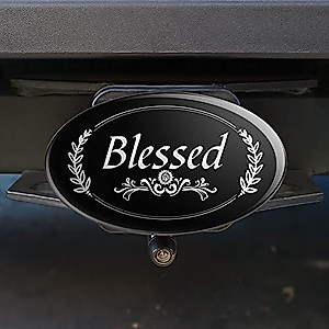 Blessed Halo On Black Oval Tow Trailer Hitch Cover Plug Insert