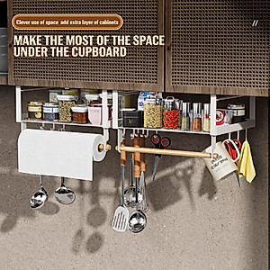 2 Packs Hanging Pull Out Drawer Basket,Lower Rack Basket, Slide Down Cabinet Storage Rack Basket, Space Saving Kitchen Counter, Sideboard, Under Desk, Bookshelf Closet,White