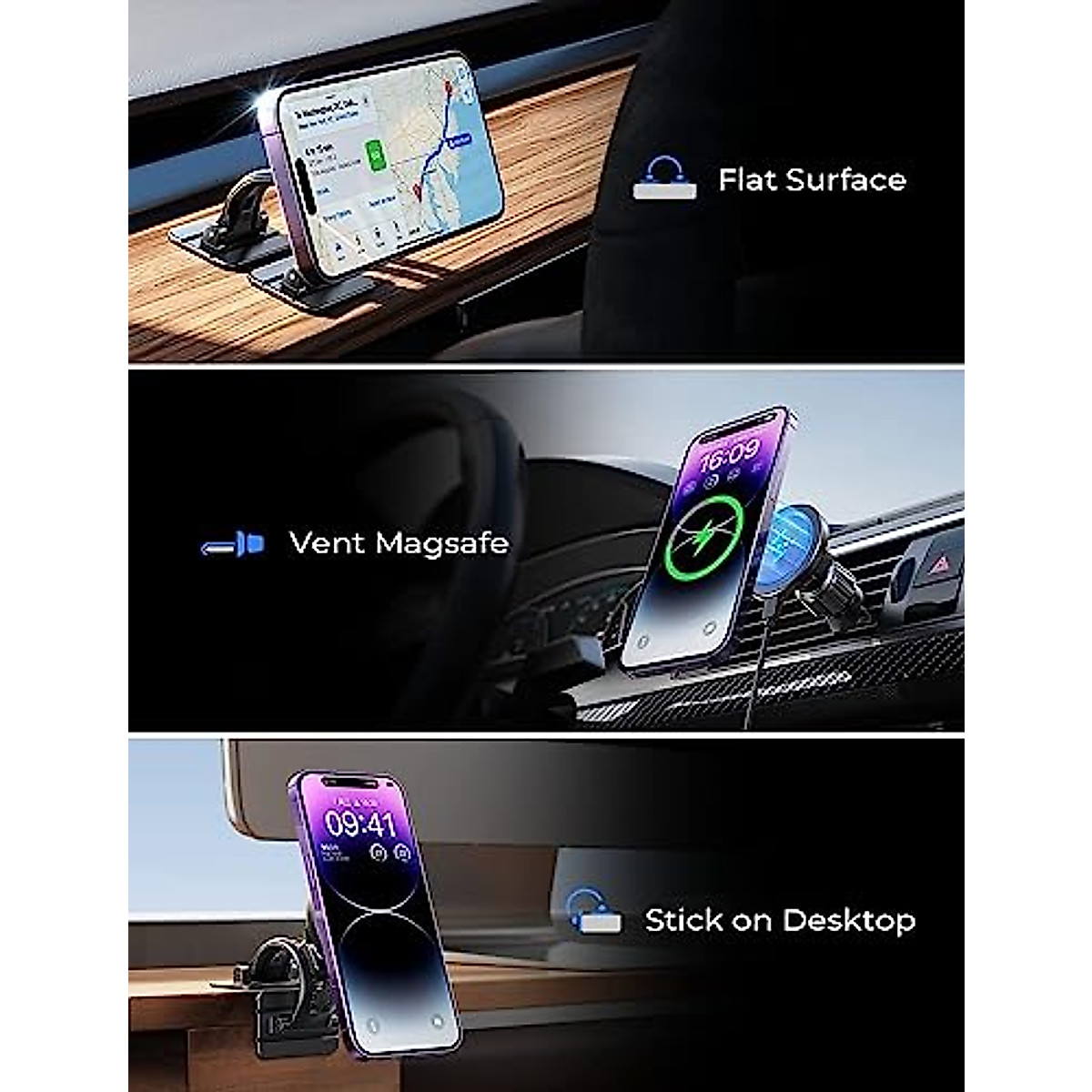 LISEN for Magsafe Car Mount Charger Wireless 15W Car Charger for iPhone [Powerful Magnets] Magnetic Car Phone Holder Mount Wireless Fast Charging for Magsafe Charger Fits iPhone 14 13 12 Magsafe Case