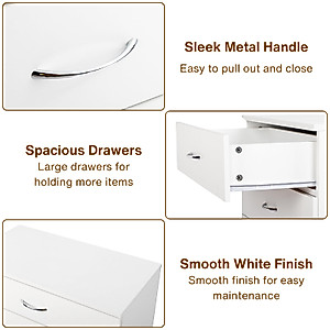 Karl home White 4 Drawer Dresser for Bedroom, Modern Nightstand Storage Chest of Drawer, Wooden Side Table End Table, Living Room, Reception Room