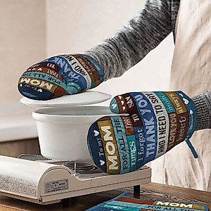 Boulda Mom Oven Mitts Gift for Mom Oven Mitts Heat Resistant Oven Gloves Cotton Lining Waterproof Pot Holders for Cooking Baking Kitchen