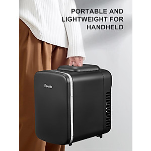 Mini Fridge, 3.7 Liter/6 Can Portable Cooler and Warmer Personal Refrigerator for Skin Care, Cosmetics, Beverage, Food,Great for Bedroom, Office, Car, Freon-Free (Black2)