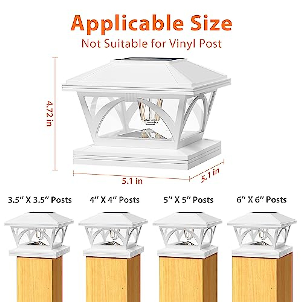 ENSLI Solar Post Cap Lights Outdoor, 6 Pack Brighter Solar Post Lights Outdoor Waterproof, Fence Post Cap Lights Solar Powered Deck Post Lights Fit 4x4 5x5 6x6 Posts for Fence Deck Garden Decoration