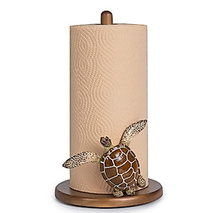 Turtle Paper Towel Holder - Beach House Decor Cute Paper Towel Holder Stand Wood Sea Turtle Decor, Unique Kitchen Towel Holder Countertop Coastal Decor for Home, Ocean Decor Sea Turtle Gifts for Women