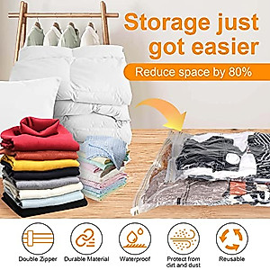 20 Pack Vacuum Storage Bags (4 Jumbo/4 Large/4 Medium/4 Small/4 Roll) - Triple Seal Turbo Valve Design Vacuum Seal Bags,Give Away Complimentary Hand Pump Compression Bags for Travel，Suitable for Clothes, Duvets, Sheets