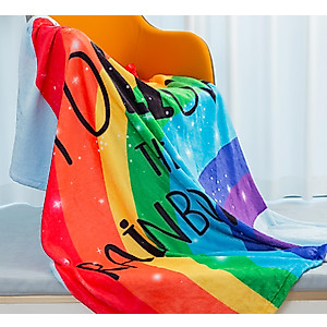 Zevrez Rainbow Blanket Super Soft Colorful Pride Throw Blanket for Girls Rainbows Gifts for Kids Rainbow Lovers Follow The Rainbow Flannel Fleece Girly Blanket (50"x60", 2)