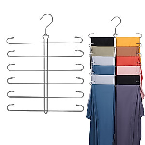 Ulimart Leggings Hangers for Closet,2 Pack Metal Yoga Pants Hanger Hold 24 Leggings,Scarf Organizer,Closet Organizer for Pants,Scarf,Tank Tops,Bra,Jeans,