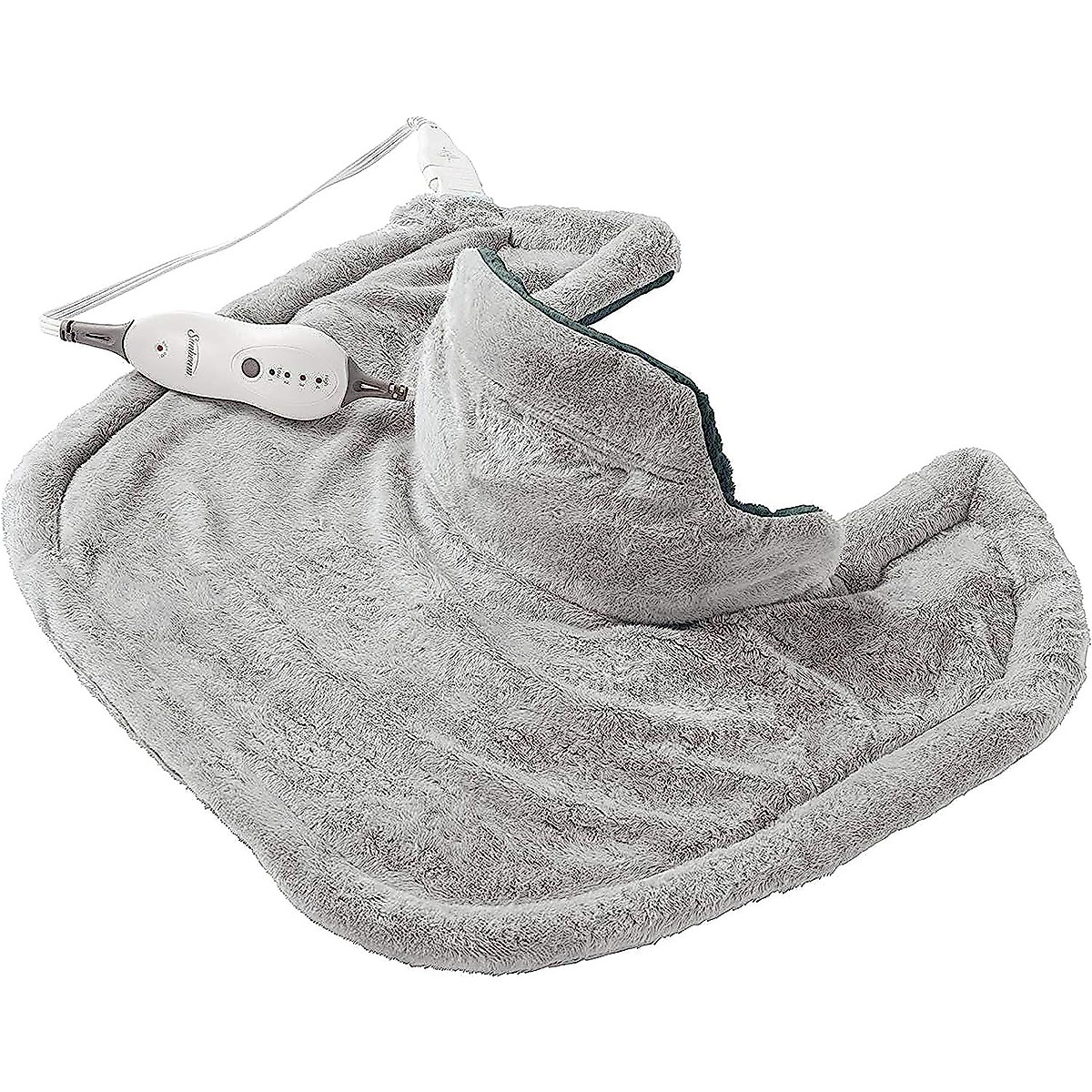 Sunbeam Contoured Heating Pad for Neck & Shoulder Pain Relief with Auto Shut Off, Moist Heating Option, 22 x 19, Grey