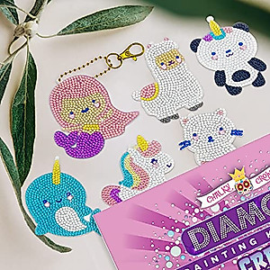 8 Diamond Painting Keychains Kit for Girls Crafts - Gem Art Kits for Kids Gem Painting Kit - Kawaii Diamond Art Keychains Kits for Crafts - Diamond Art for Kids Gem Stickers for Crafts (8 Pack, Girls)