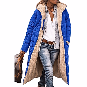 PRETTYGARDEN Womens 2025 Winter Puffer Jackets Long Sleeve Zip Up Sherpa Fleece Coats Outerwear (Royal Blue,Large)