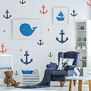 NAKLEO 5 pcs Reusable Plastic Stencils - Anchor Anker Seafaring - 13.4" to 3.5" - Pattern Children Kids Painting Template Room Decor - Craft DIY Wall Furniture