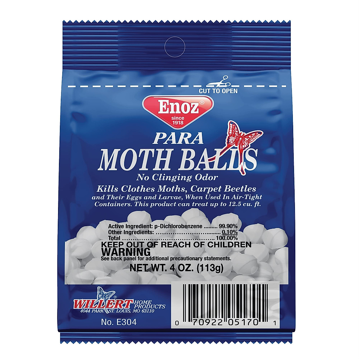 Enoz para Moth Balls, Kills Clothes Moths and Carpet Beetles, No Clinging Odor, Use for Storage, 4 oz