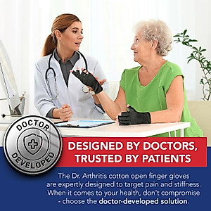 Doctor Developed Compression Gloves for Women and Men/Open-Finger Arthritis Gloves/Typing Gloves/Hand Compression Gloves for Arthritis & Carpal Tunnel, With Doctor Handbook (Grey, S)