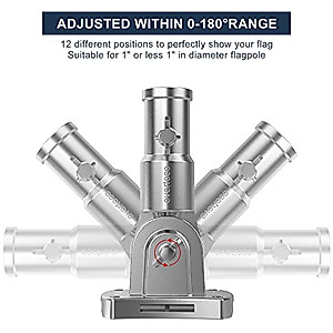 evertoco Heavy Duty T304 Stainless Steel Flag Pole Bracket - 180° Adjustable Flag Pole Holder for House with Two Installation Methods, Flag Holder for 1" Inner Diameter Pole, Wind Resistant &Rust Free