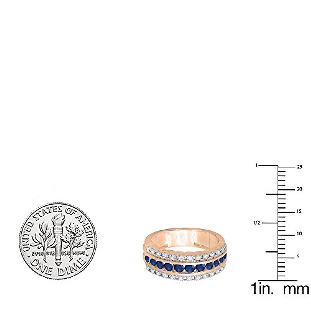 Dazzlingrock Collection Round Blue Sapphire & Diamond Engagement Ring for Women in 14K Rose Gold, Size 6