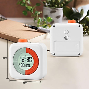 EooCoo Digital Visual Timer, 60-Minute Countdown Timer for Kids and Adults, Time Management Tool, Timer Clock Alarm 3 in 1, for Home Kitchen Office, Back to School Supplies