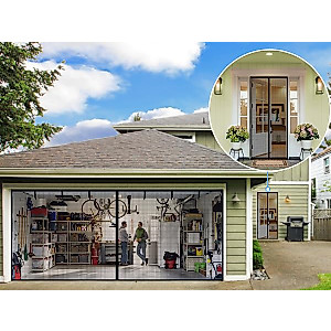 Magnetic Screen Door Fits Doors Up to 38" X 82" and Garage Screen Doors for 2 Car Garage - 16x7 ft